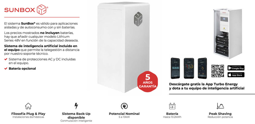 Kit Solar 15kWh/dia con SunBox Series 5 de 5kW | TeknoSolar.com